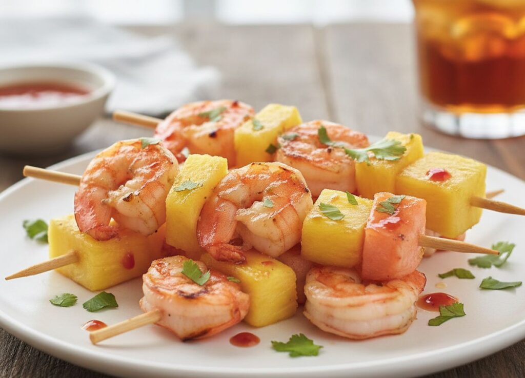 Mini brochettes crevettes ananas : recette facile pour apéritif exotique